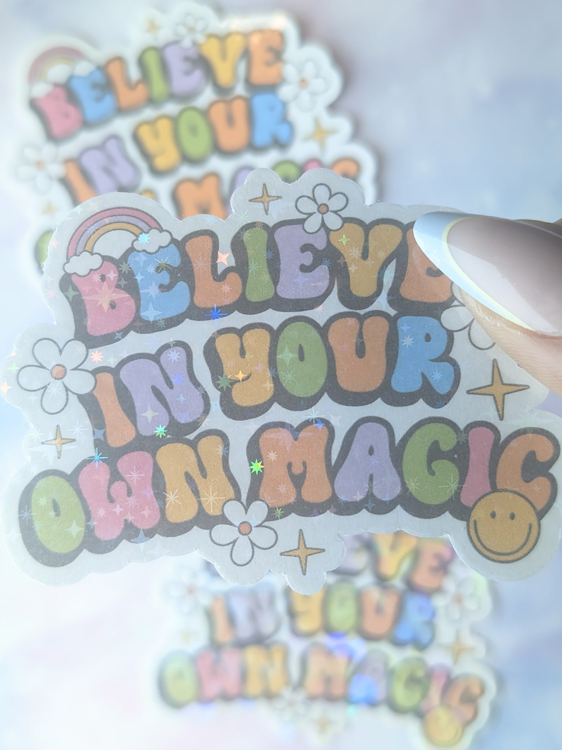 Believe in Your Own Magic Sticker, Retro Aesthetic, Customizable Glossy ...