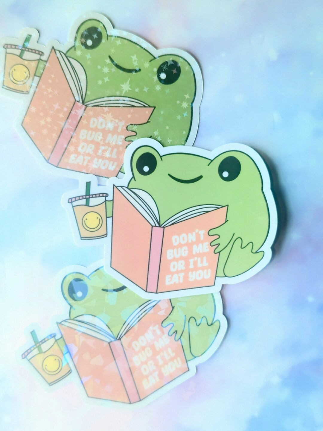 Don't Bug Me Frog Sticker, Book Lover's Gift, Customizable Glossy or ...