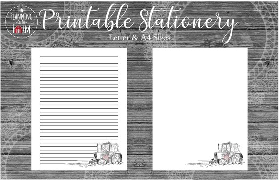 Tractor Country Farm Life Printable Stationery Paper - Etsy
