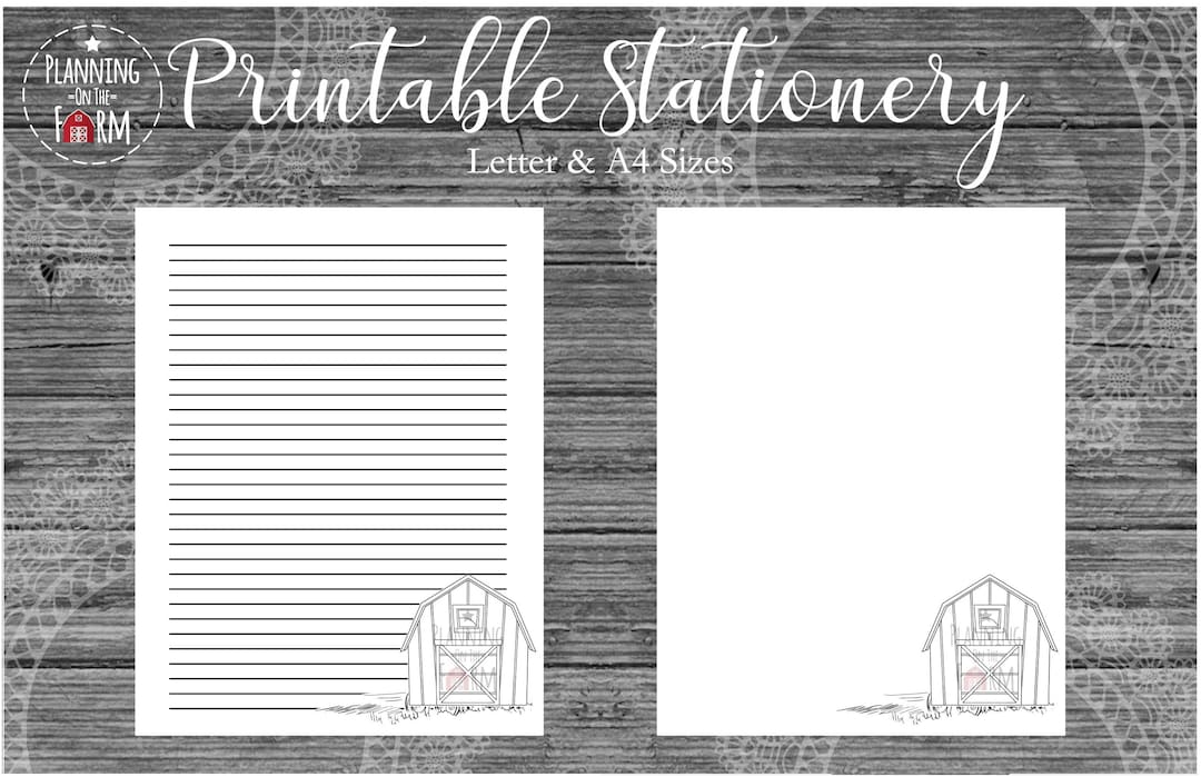 Barn | Country Farm Life | Printable Stationery Paper | Instant Digital ...