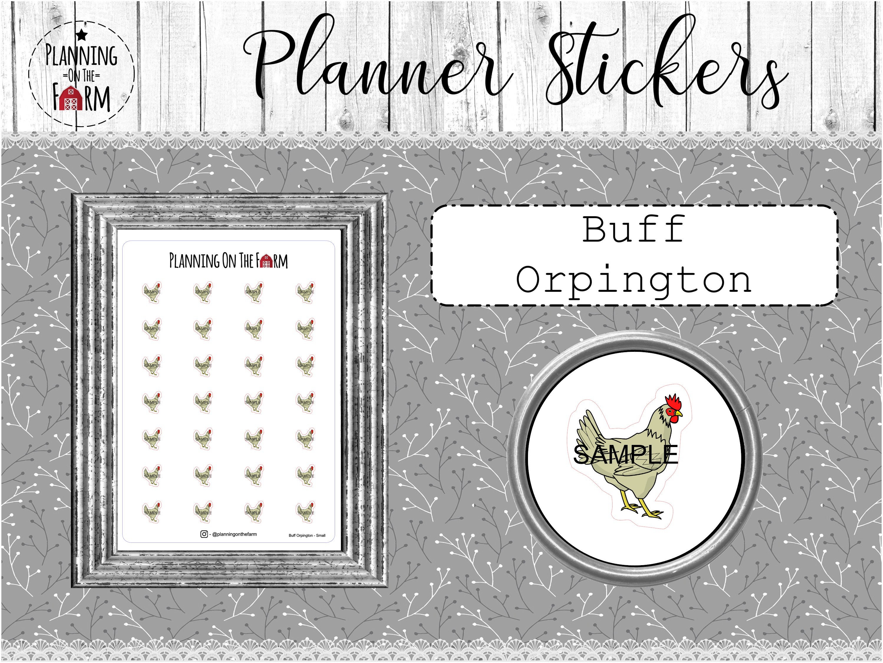 Buff Orpington Chicken Farm Planner Stickers Farming Homestead Country ...