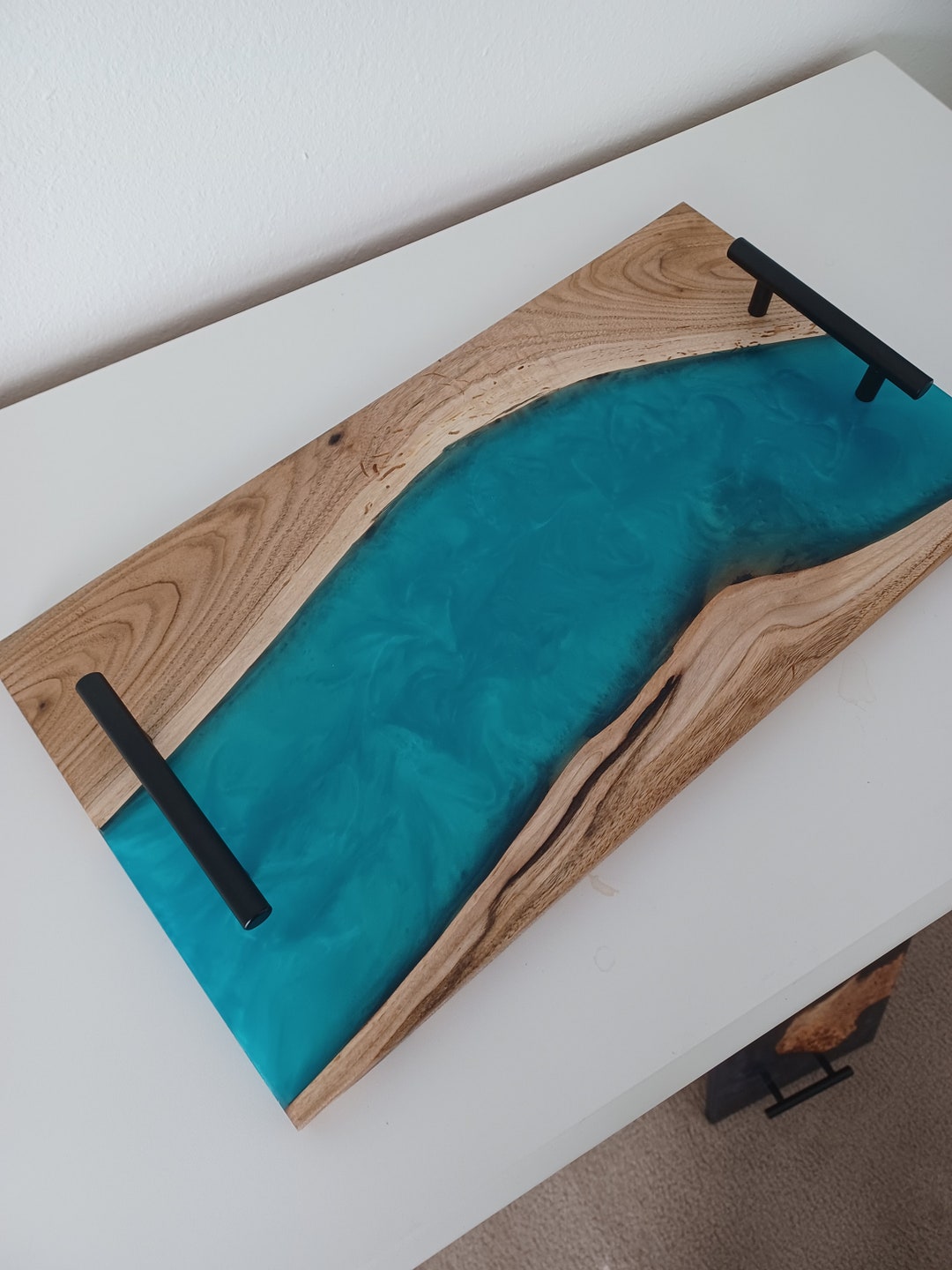 Walnut Live Edge and Turquoise Resin Charcuterie Board - Etsy