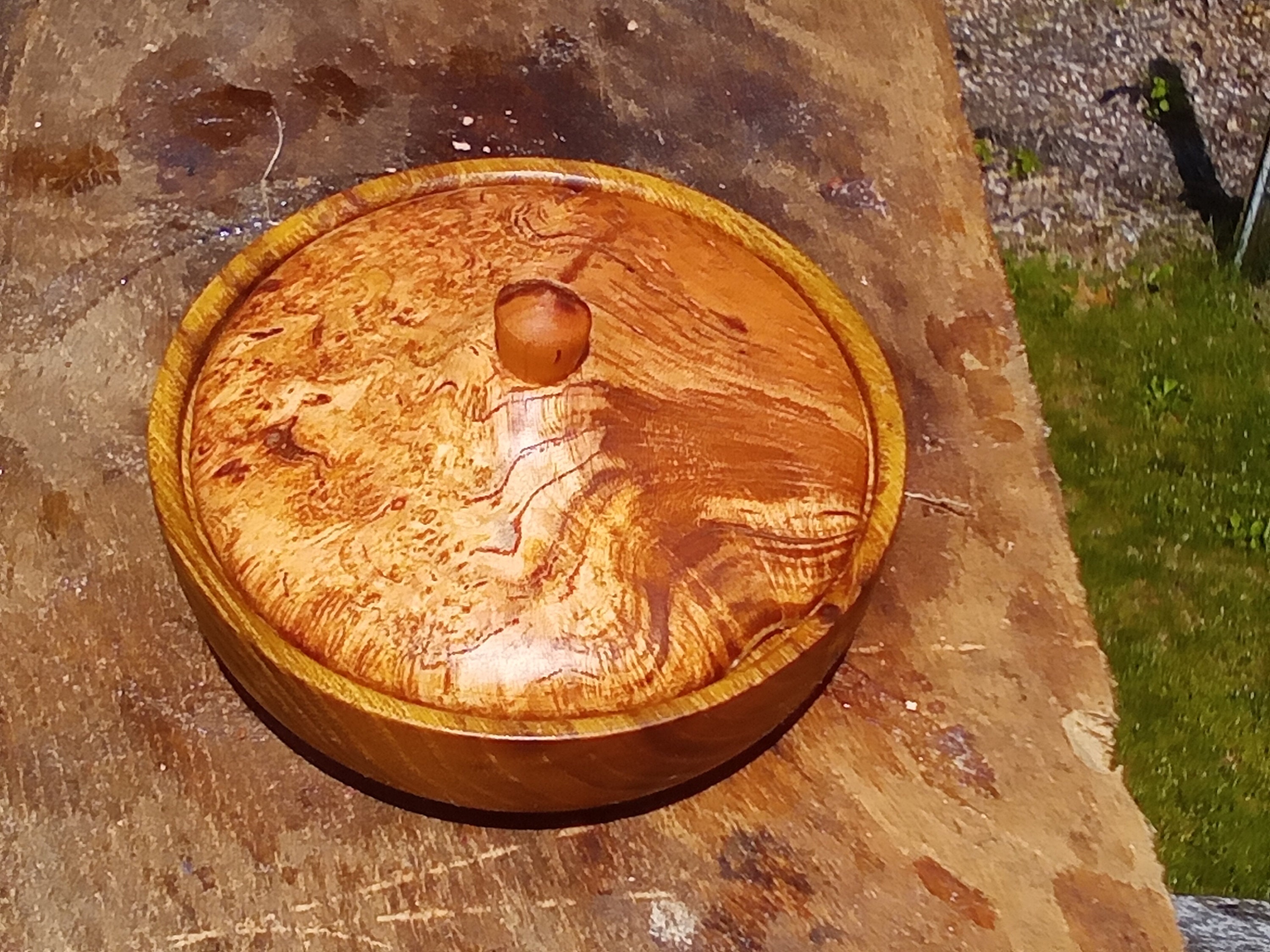 Honey Locust Covered Box With Cherry Burl Lid, Keepsake Box, Wood ...