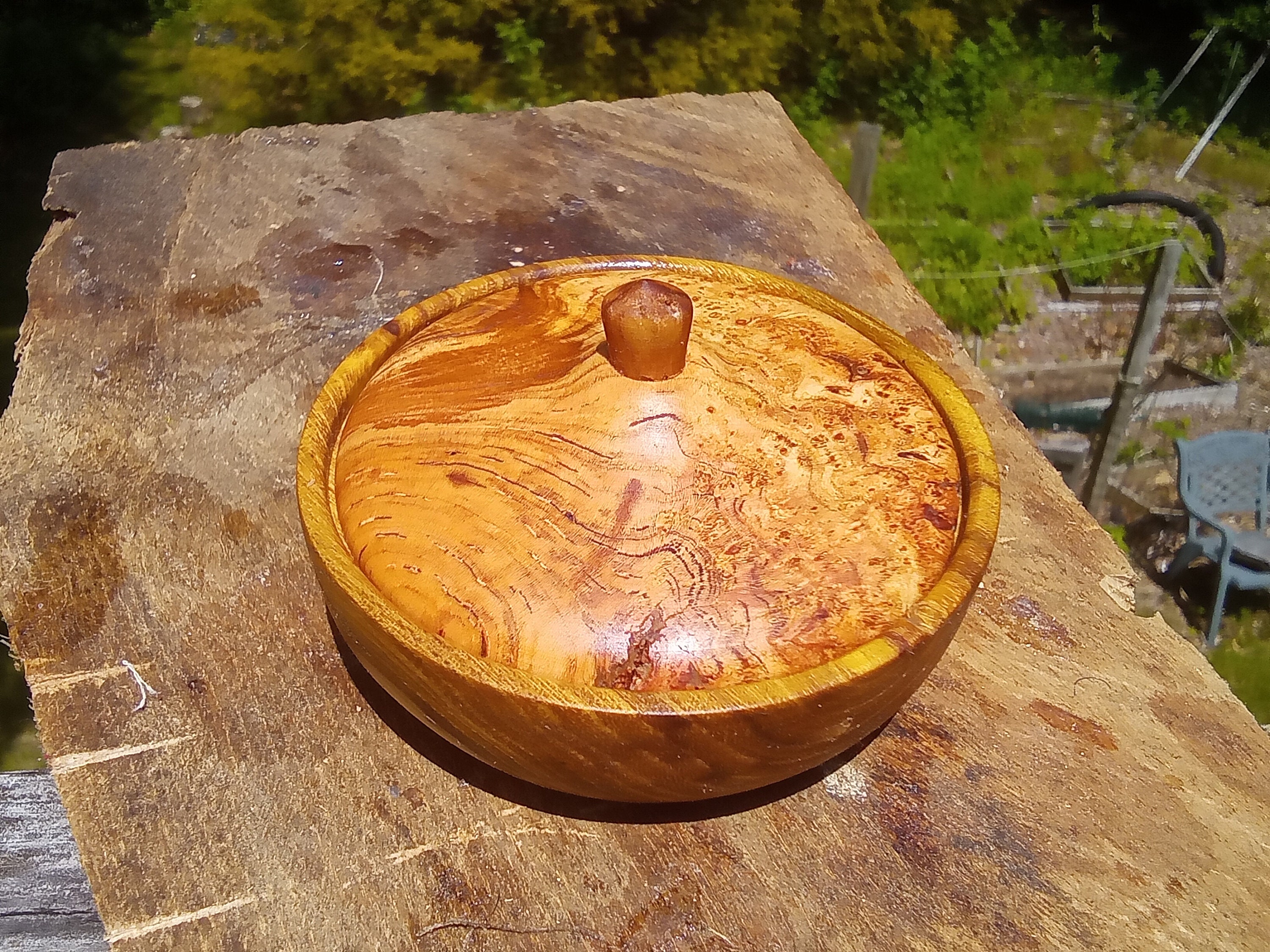 Honey Locust Covered Box With Cherry Burl Lid, Keepsake Box, Wood ...