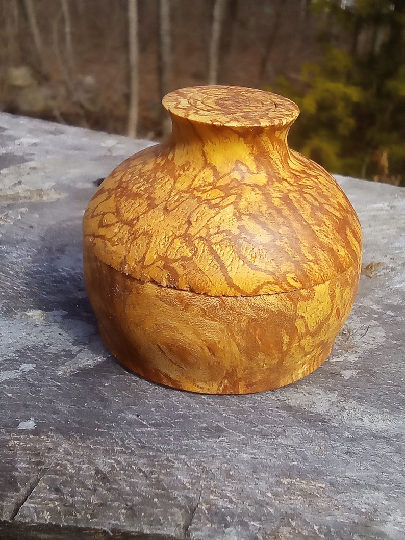 Spalted Maple Covered Box, Wood Turned, Trinket Box, Jewlery Box ...