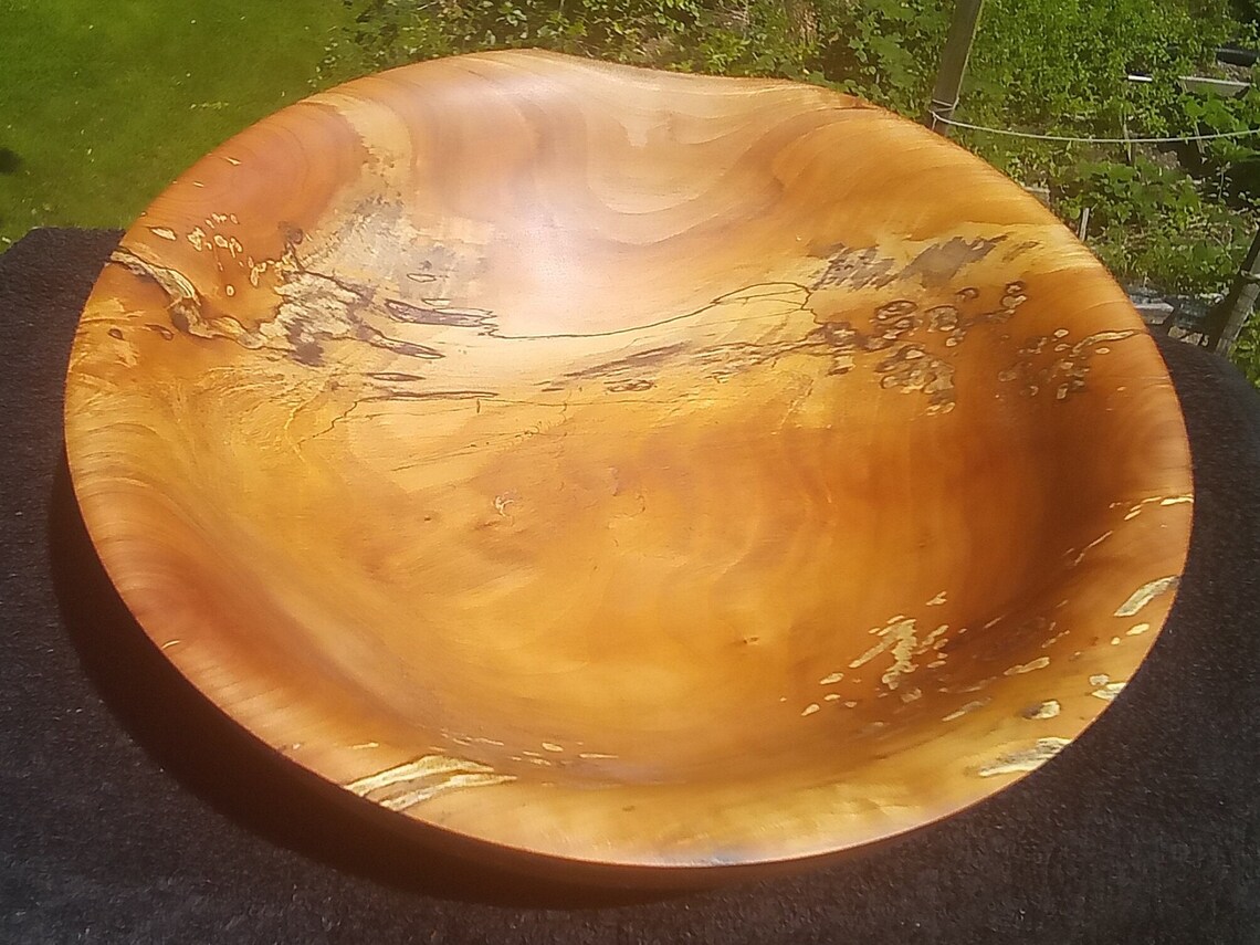 Hand Turned Spalted Apple Wood Bowl - Etsy