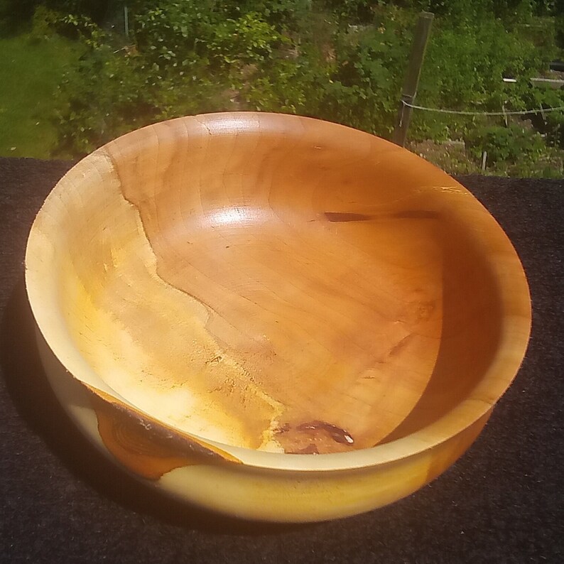 Hand Turned Apple Wood Bowl, Wood Serving Dish, Rustic Kitchen Décor, Food Safe, Wood Turned ...
