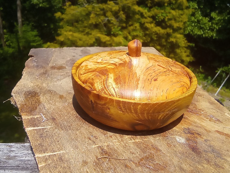 Honey Locust Covered Box With Cherry Burl Lid, Keepsake Box, Wood ...