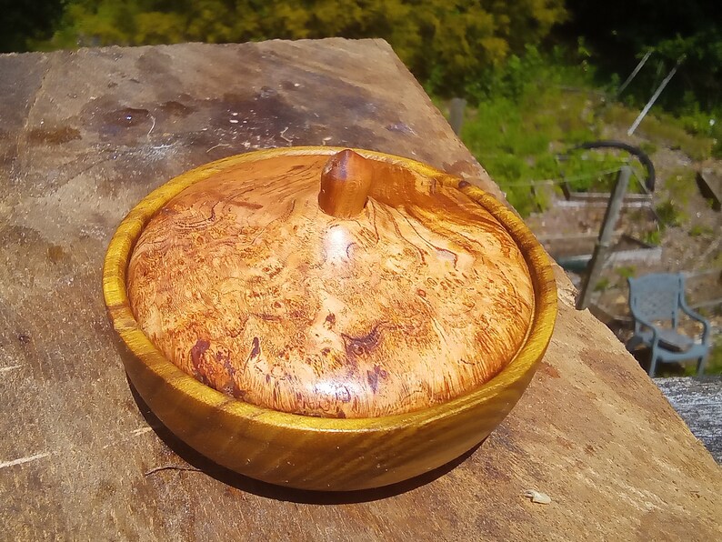 Honey Locust Covered Box With Cherry Burl Lid, Keepsake Box, Wood ...