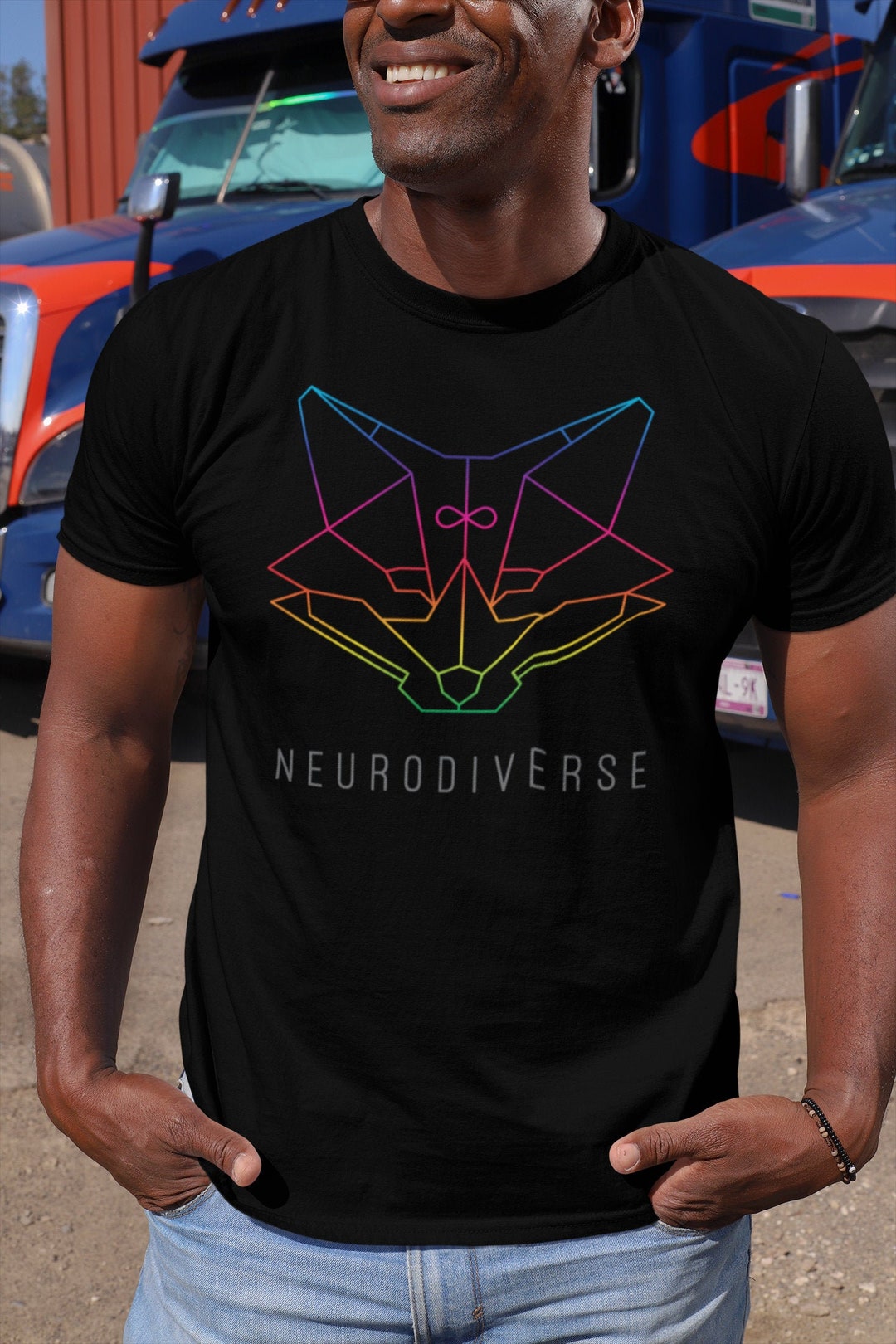 Neurodiverse Infinity Fox T-shirt. Autism Pride and Acceptance, Black ...