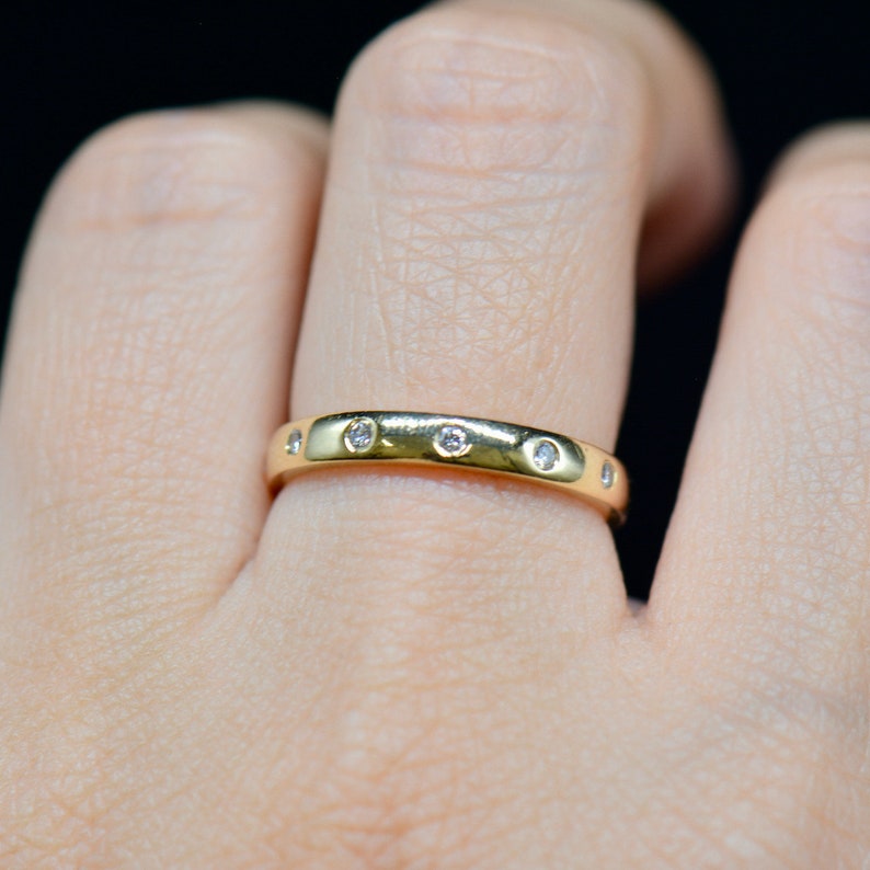 Vintage 18ct Yellow Gold Flush/gypsy Set Eternity Diamond Ring - Etsy