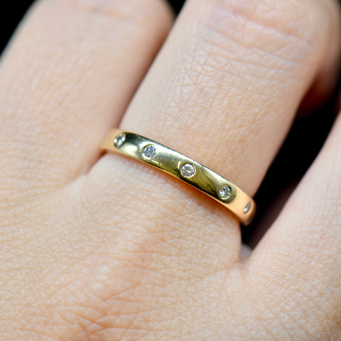 Vintage 18ct Yellow Gold Flush/gypsy Set Eternity Diamond Ring - Etsy