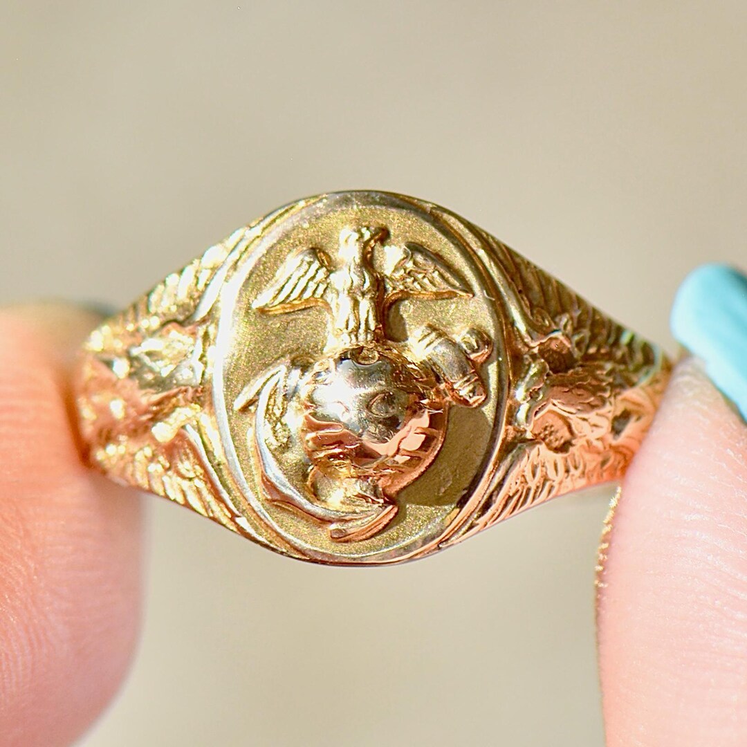 Vintage US Marine Corps Military 10K Yellow Gold Signet Ring - Etsy UK
