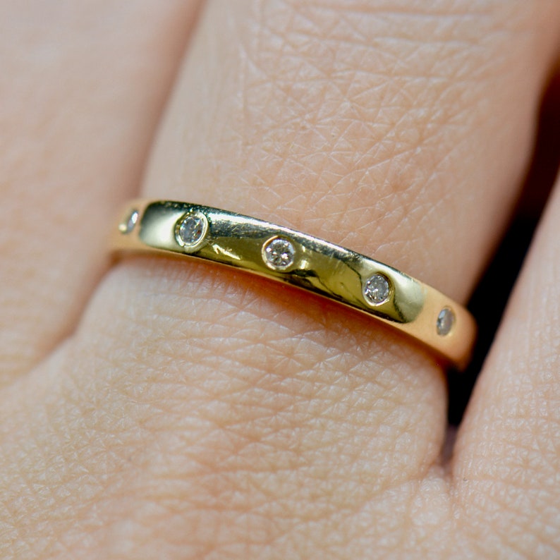Vintage 18ct Yellow Gold Flush/gypsy Set Eternity Diamond Ring - Etsy