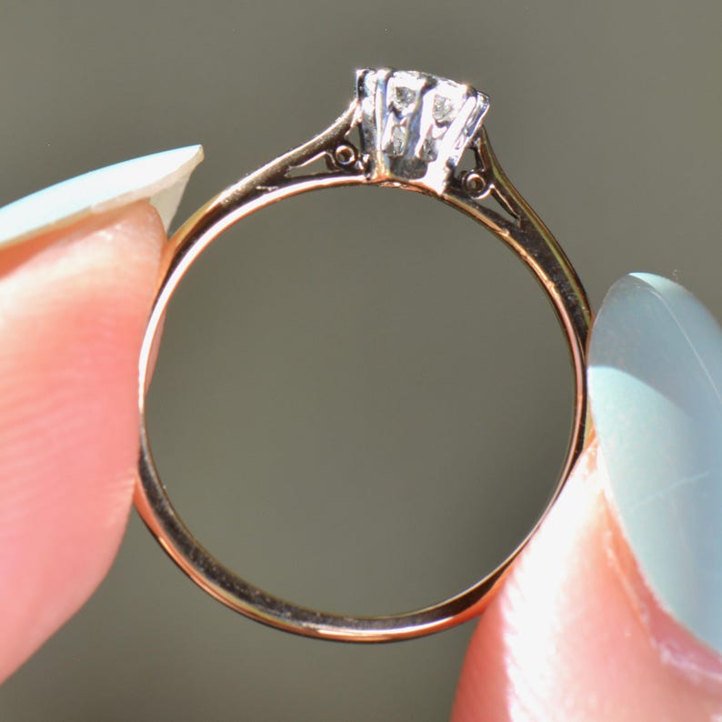 Antique Old Mine Cut Diamond 18ct Yellow Gold Solitaire Engagement Ring ...