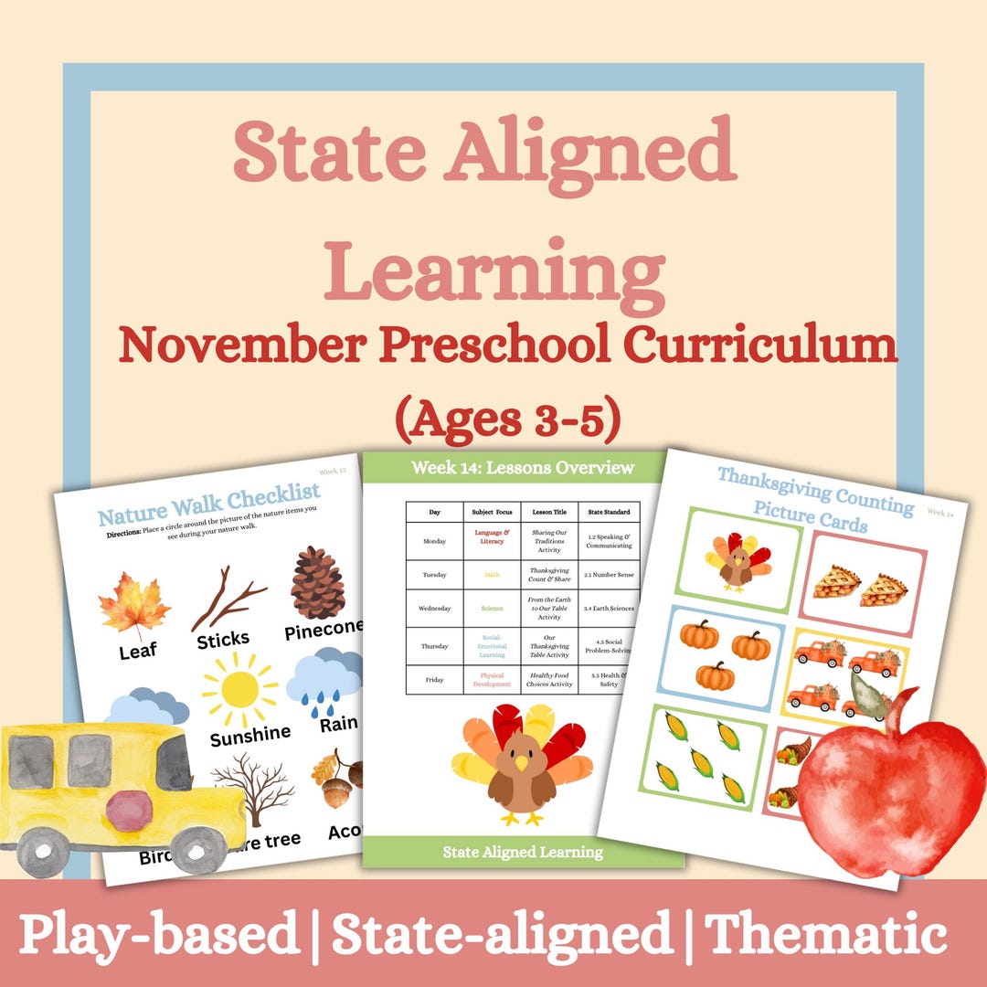 November Preschool Curriculum | Thanksgiving & Fall Themes | Printable ...