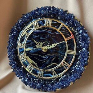 Blue Epoxy Resin Modern Wall Clock Aesthetic Room Decor Geode - Etsy