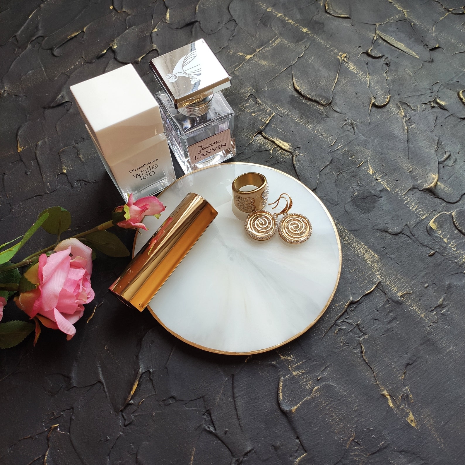 Perfume tray Marble vanity tray Resin trinket tray | Etsy