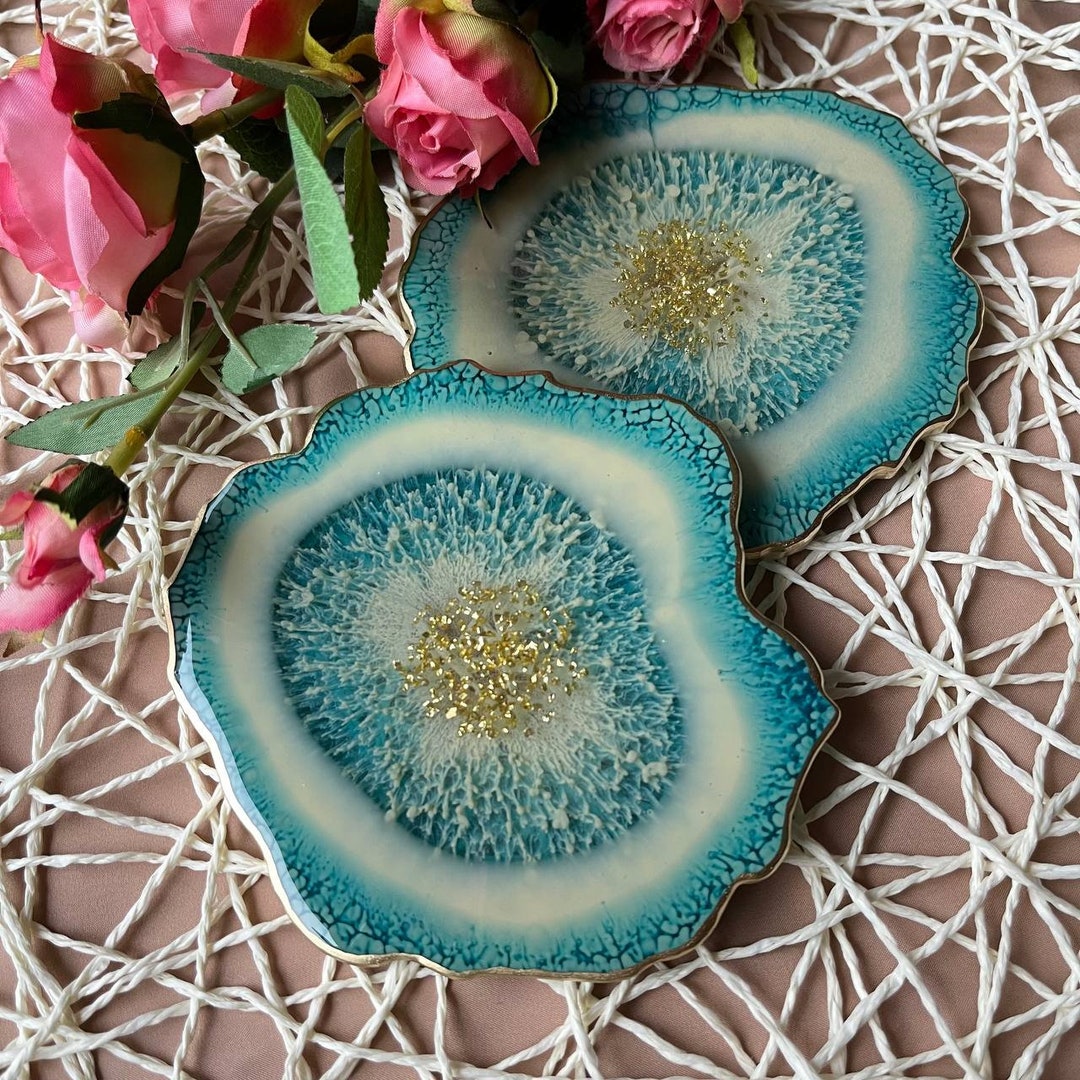 Handmade Epoxy Resin Coasters: Modern Art Coasters Housewarming Gift - Etsy