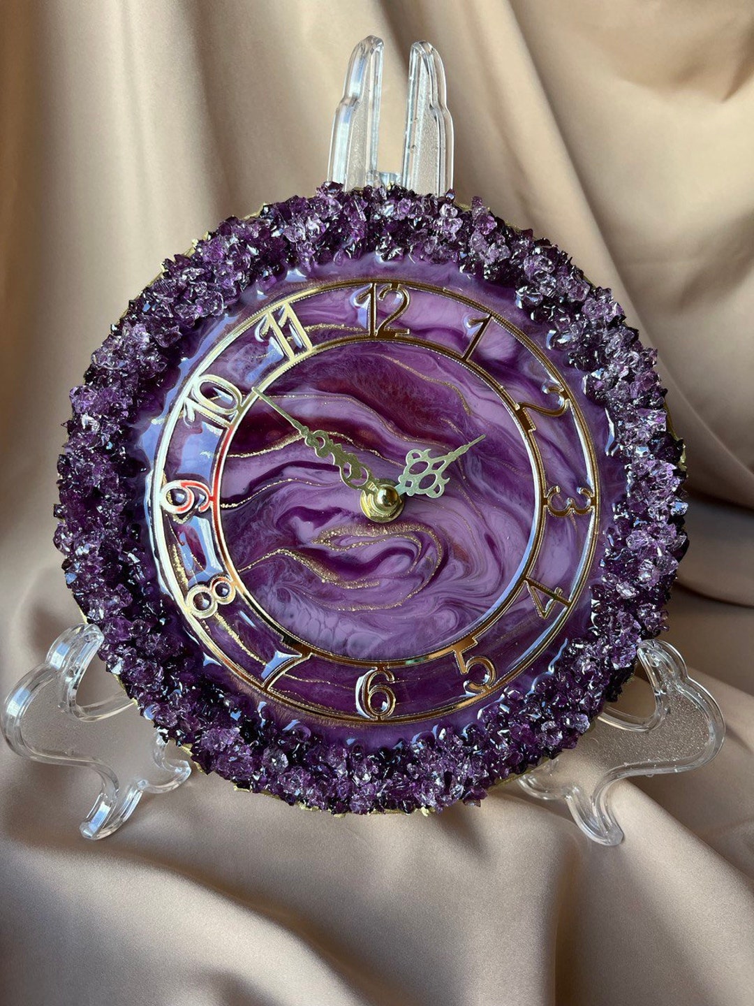 Amethyst Geode Epoxy Resin Wall Clock: Modern Eclectic Home Decor - Etsy