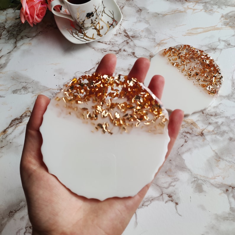 Black and Gold Resin Coasters Modern Coasters Epoxy Coasters - Etsy