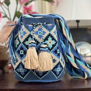 Crochet Bag, Authentic Large Wayuú Mochila Bag , Hand-made Wayuu Bag ...
