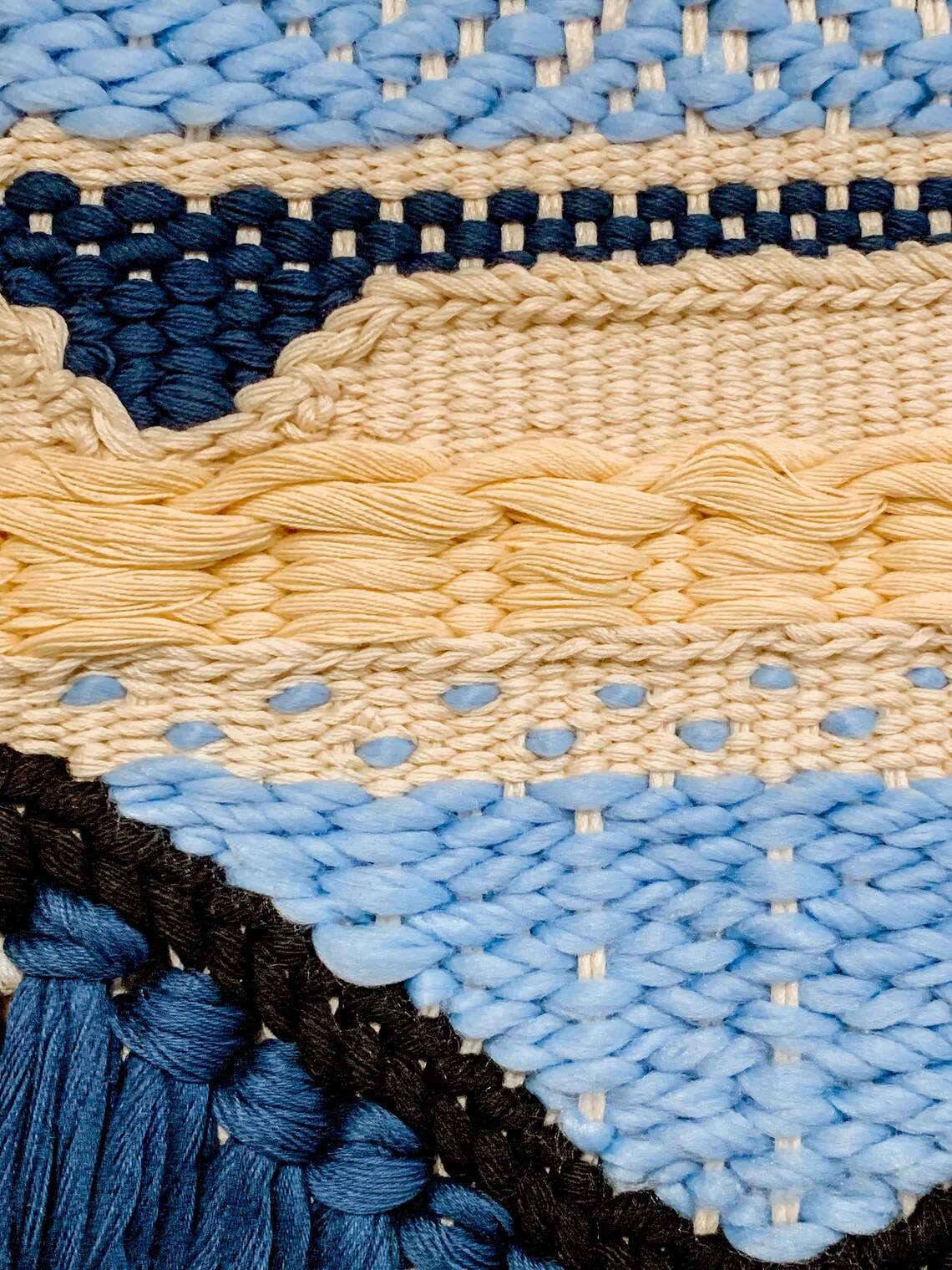 Blue Woven Wall Hanging, Pale Blue and Navy Blue Woven Wall Hanging ...