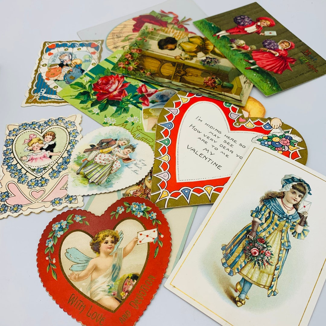 11 Vintage to Antique Valentines Cards Postcards Super Kitsch FREE ...
