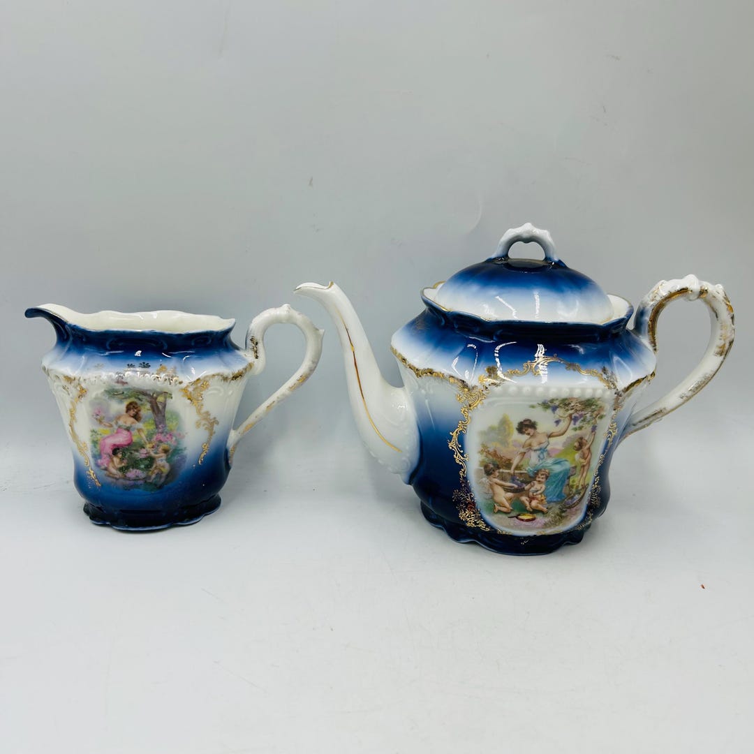 Antique Royal Munich Small Tea for One Teapot and Creamer Flow Blue - Etsy