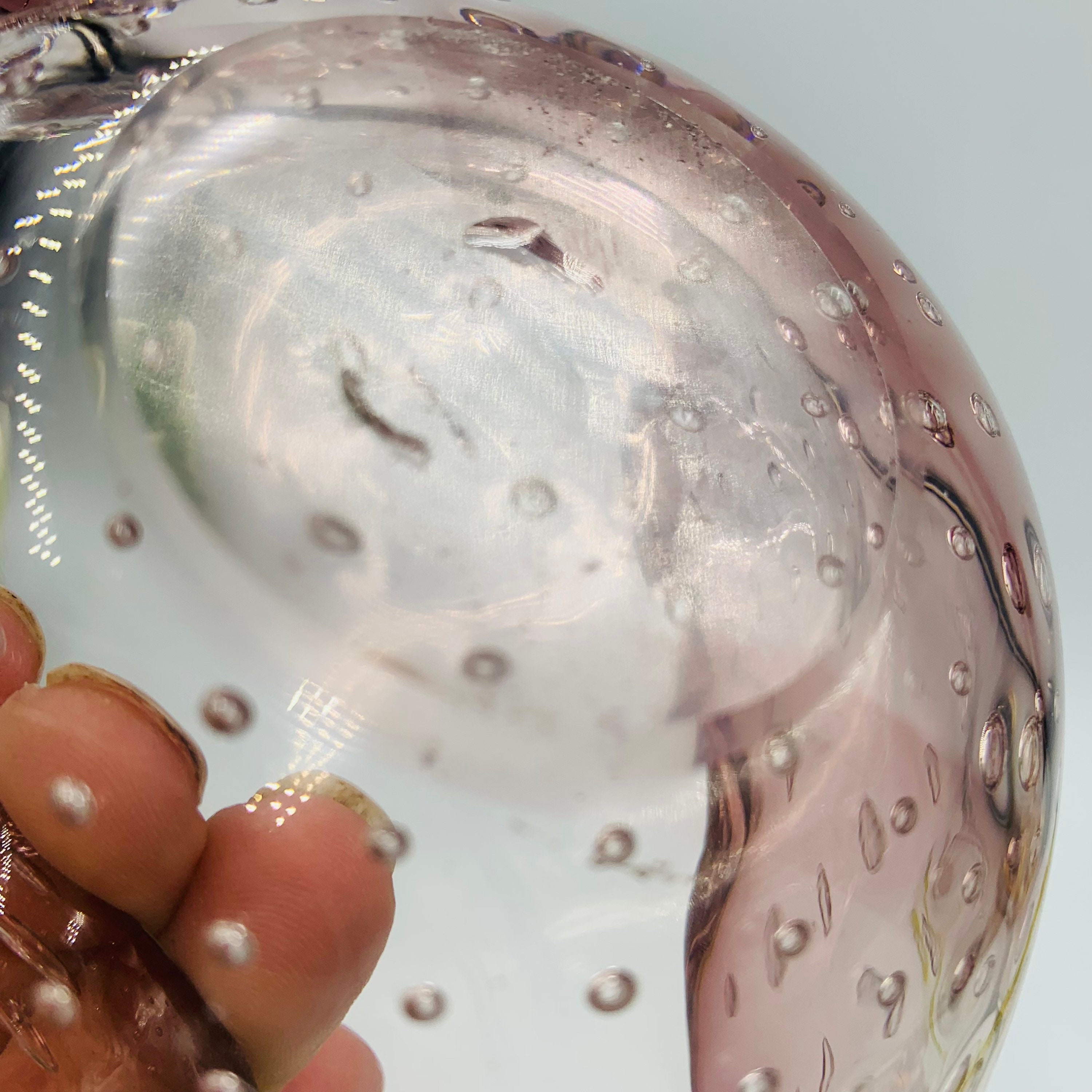 Vintage Free Form Art Glass Sculpture Bowl Purple With - Etsy