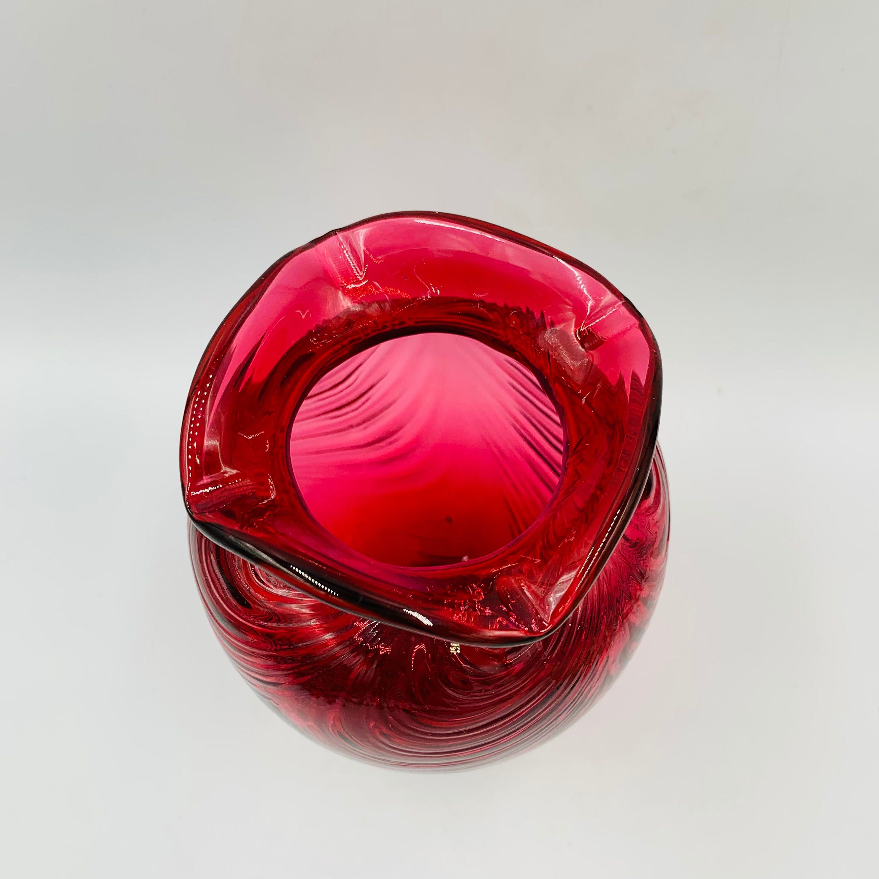 Beautiful Fenton Cranberry Glass Vase With Drape Pattern 7 - Etsy