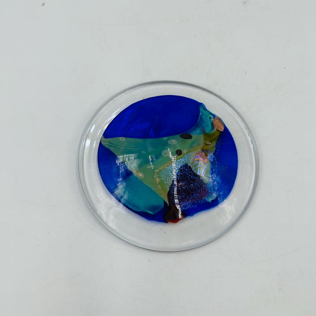 Stunning Dichroic Art Glass Flat Disc Paperweight - Etsy