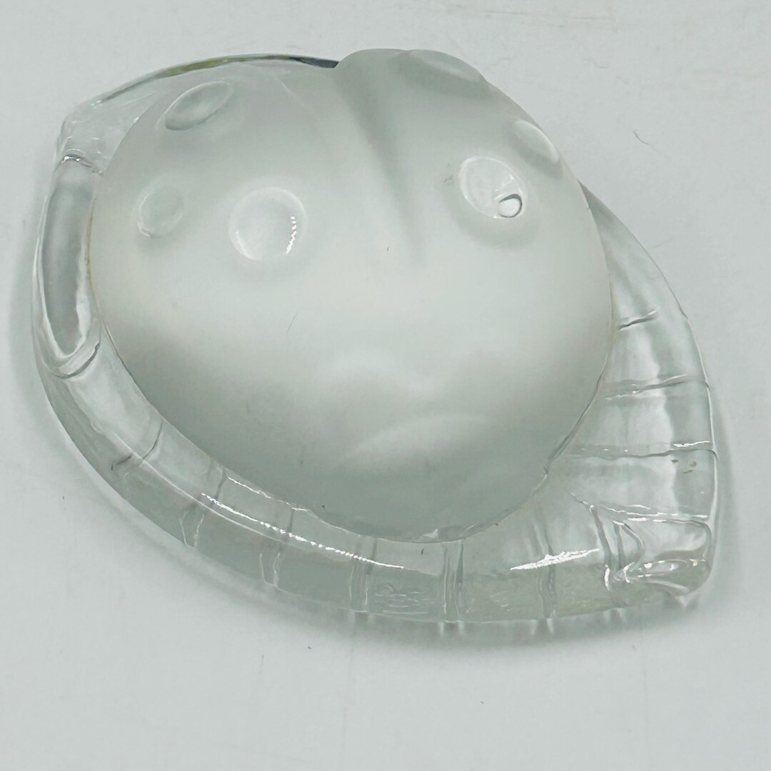 Reijmyre Sweden Frosted Glass Crystal Ladybug Paperweight Clear and ...