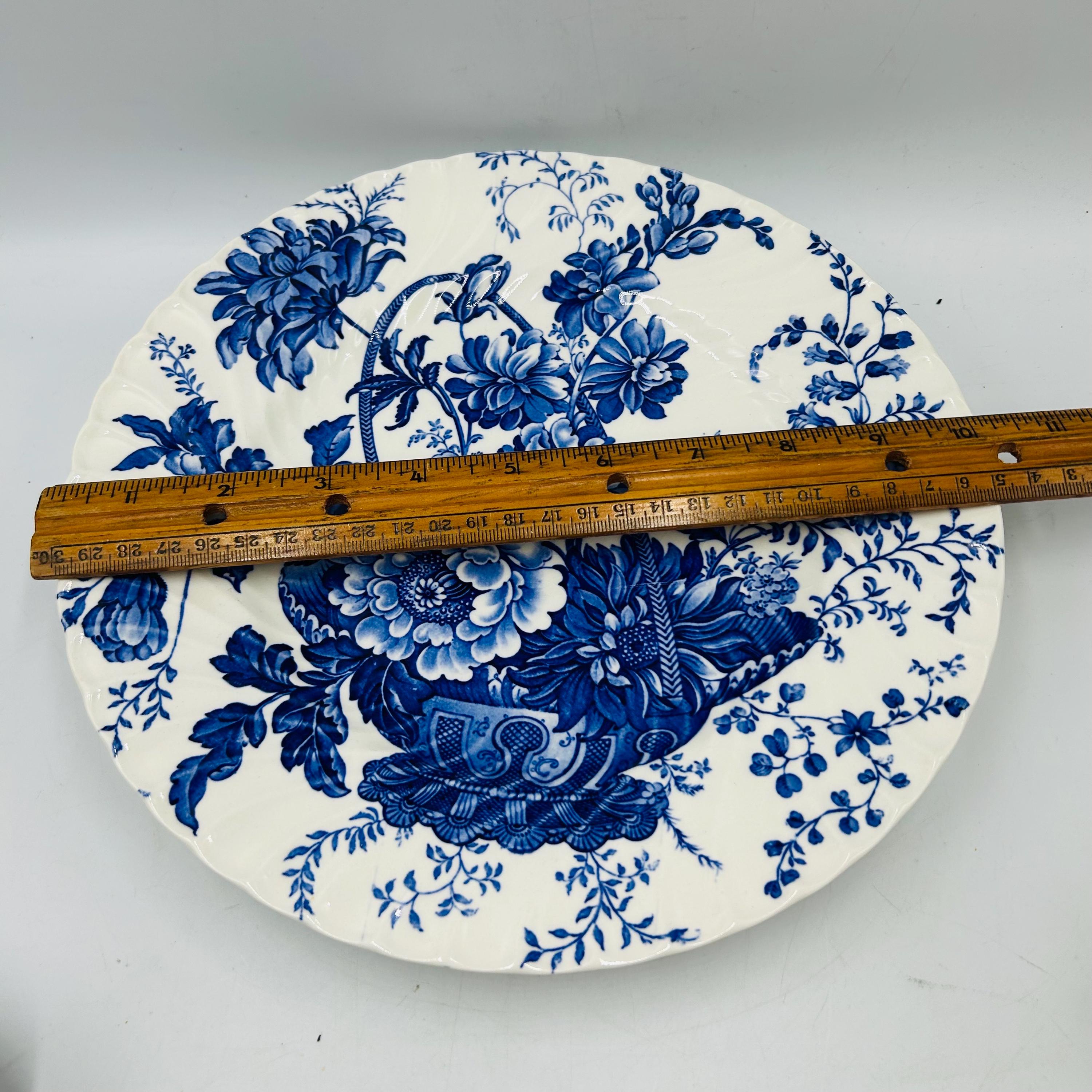 4 Vintage Royal Crownford Charlotte 10” Dinner Plates Blue White ...