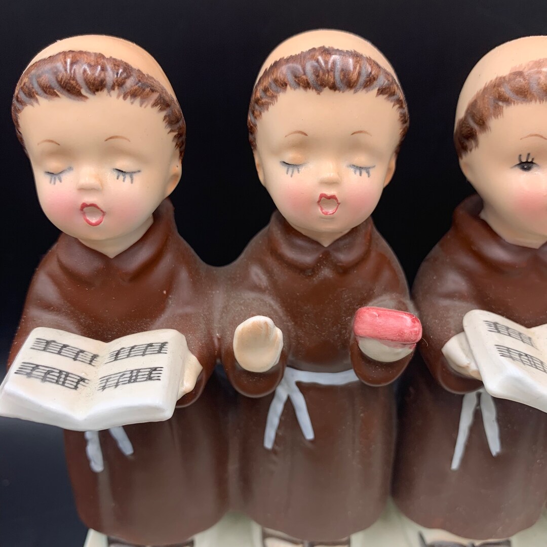 Adorable Vintage Music Box Monk Children Choir Plays Silent Night FREE ...