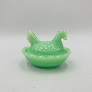 Beautiful Jadeite Green Hen on Nest Miniature Salt Cellar FREE SHIPPING ...