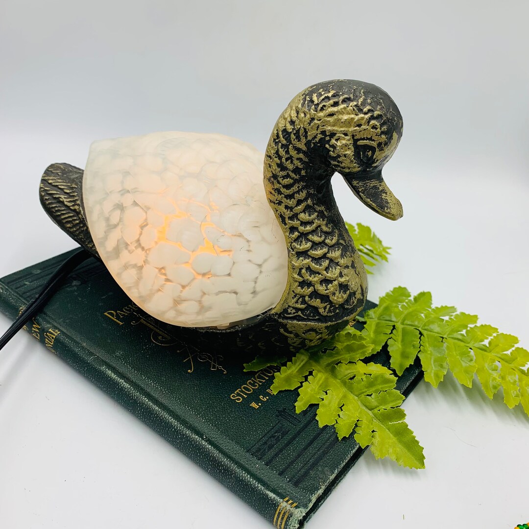 Duck Accent Lamp With White Spotted Glass Shade FREE SHIPPING - Etsy