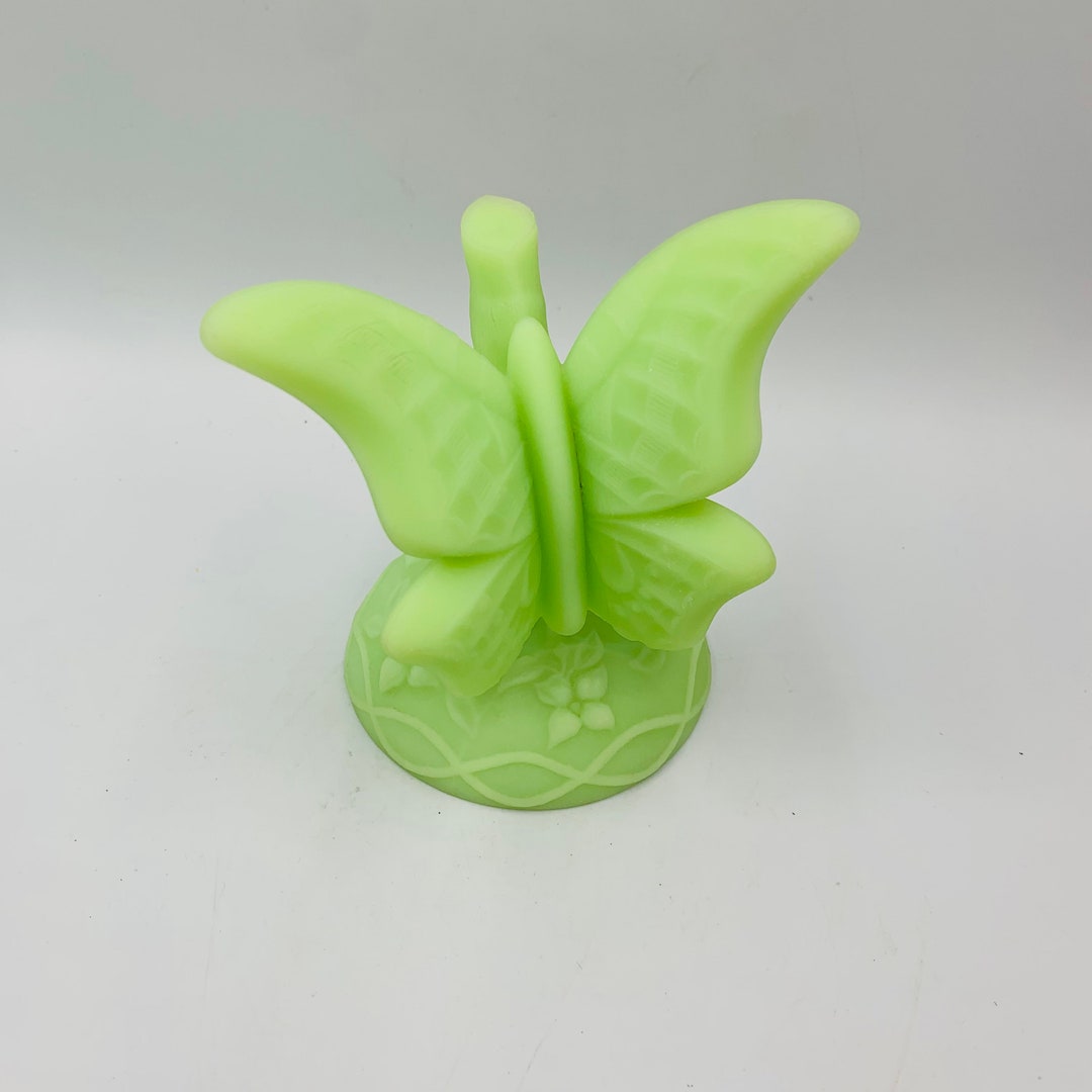 Fenton Lime Green Jadeite GLOWY Glass Butterfly Ring Holder - Etsy