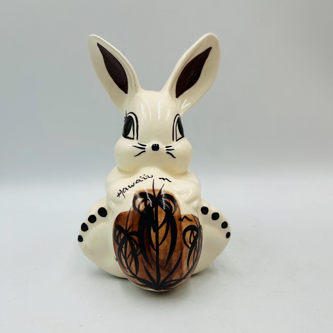 Vintage Hawaiian Ceramic Hand Painted White Rabbit Figurine - Etsy