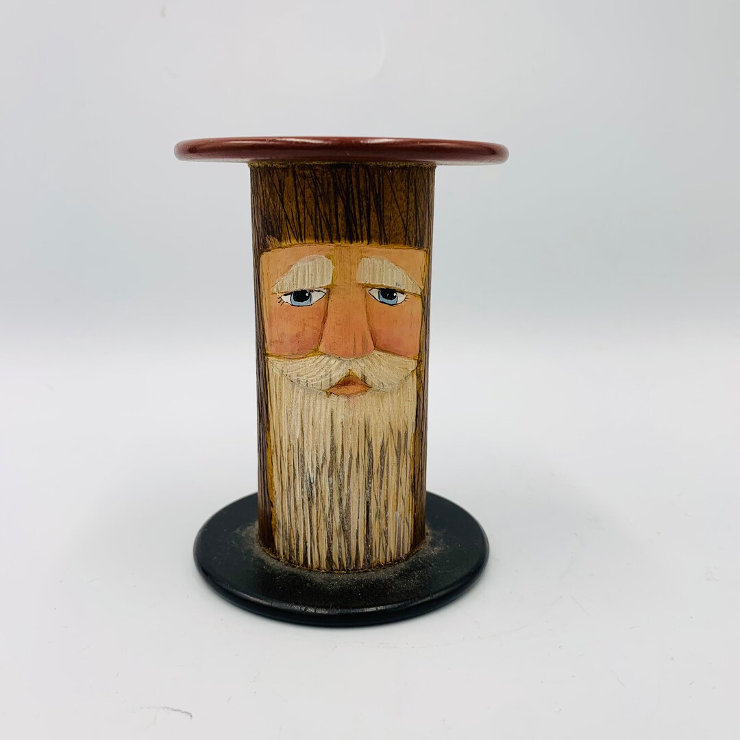 4” Tall Wood Merkel Bobbin Santa Claus Farmhouse Primitive Artist ...