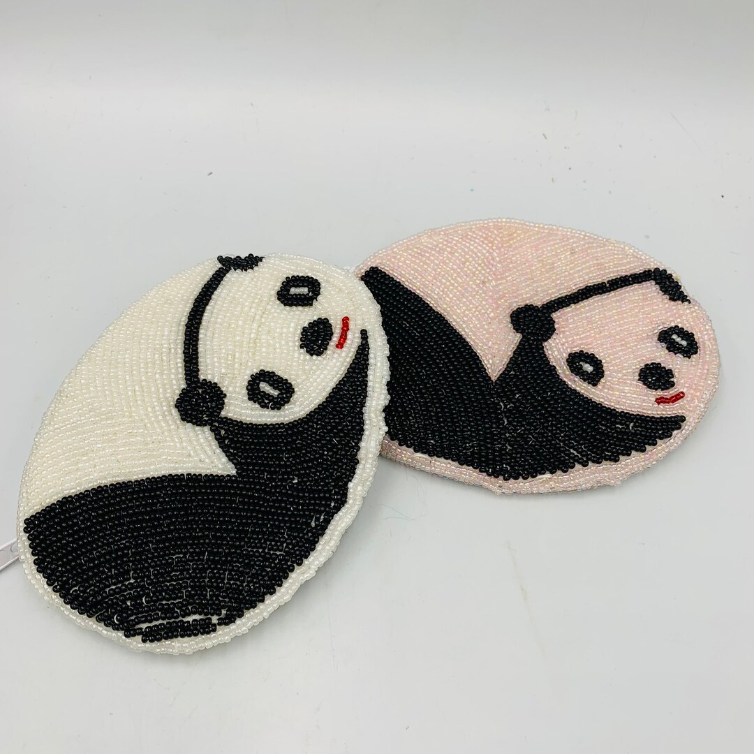 Fun Beaded Kitschy Panda Coin Purses Pink or White FREE SHIPPING - Etsy
