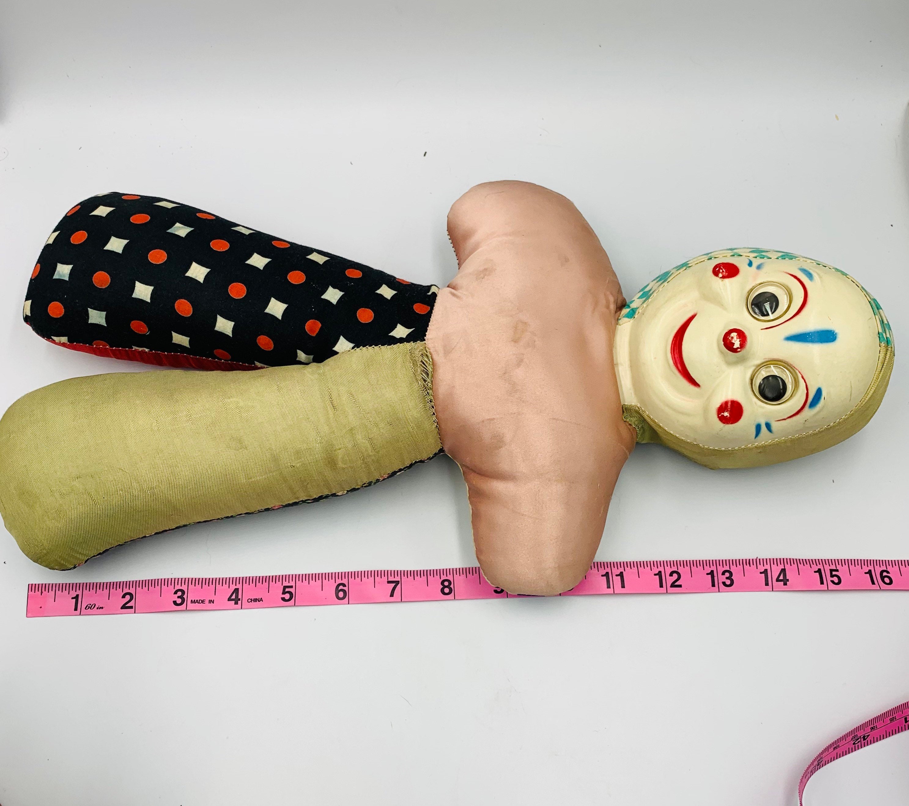 Vintage Creepy yet Adorable Rubber Face Patchwork Clown Doll - Etsy