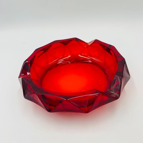 Red Glass Ashtray - Etsy