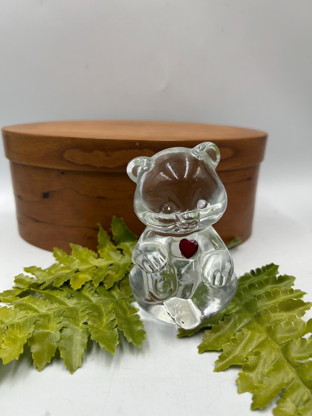Vintage Fenton Clear Glass Teddy Bear With Red Heart Valentine’s Day - Etsy