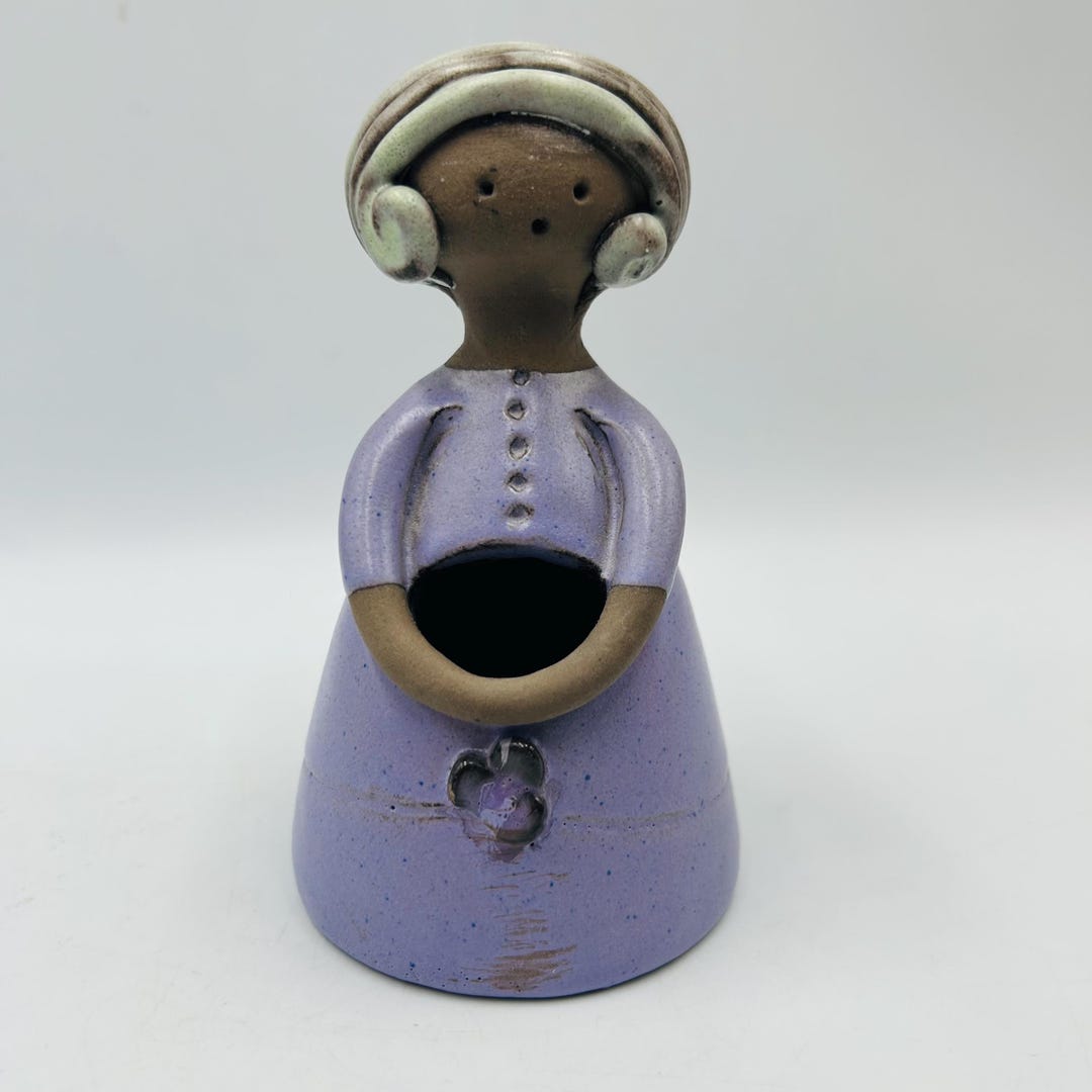 Elbogen Pottery Figurine Lady Girl Doll Lavender Dress Sweden Signed ...