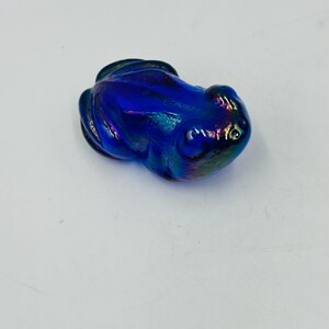 Robert Held Blue Iridescent Carnival Art Glass Frog Paperweight Cobalt ...