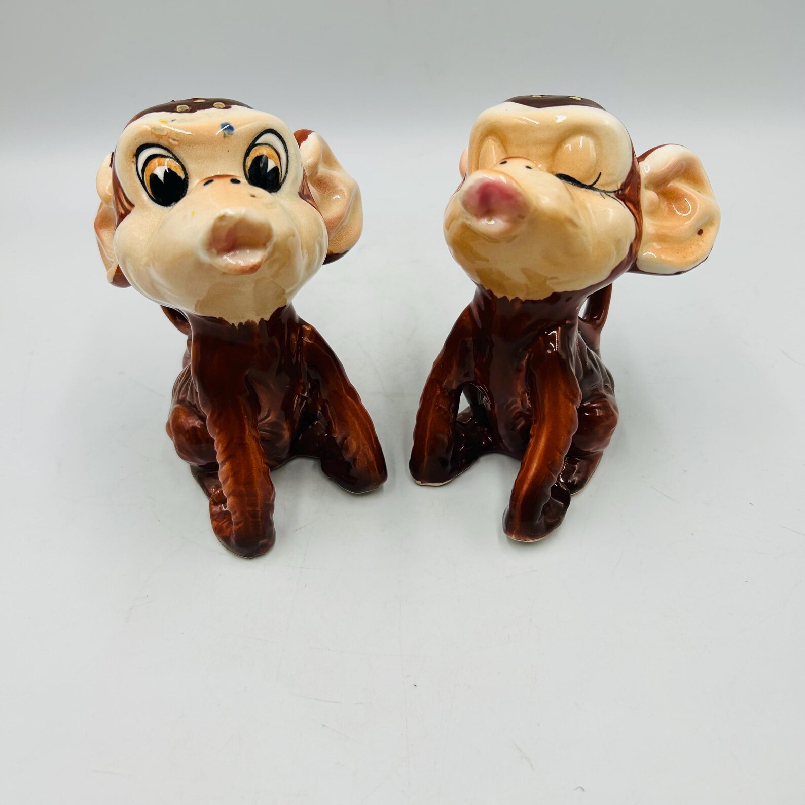 Vintage Kreiss Japan Large Kissing Monkey Shakers Salt Pepper Kitsch ...