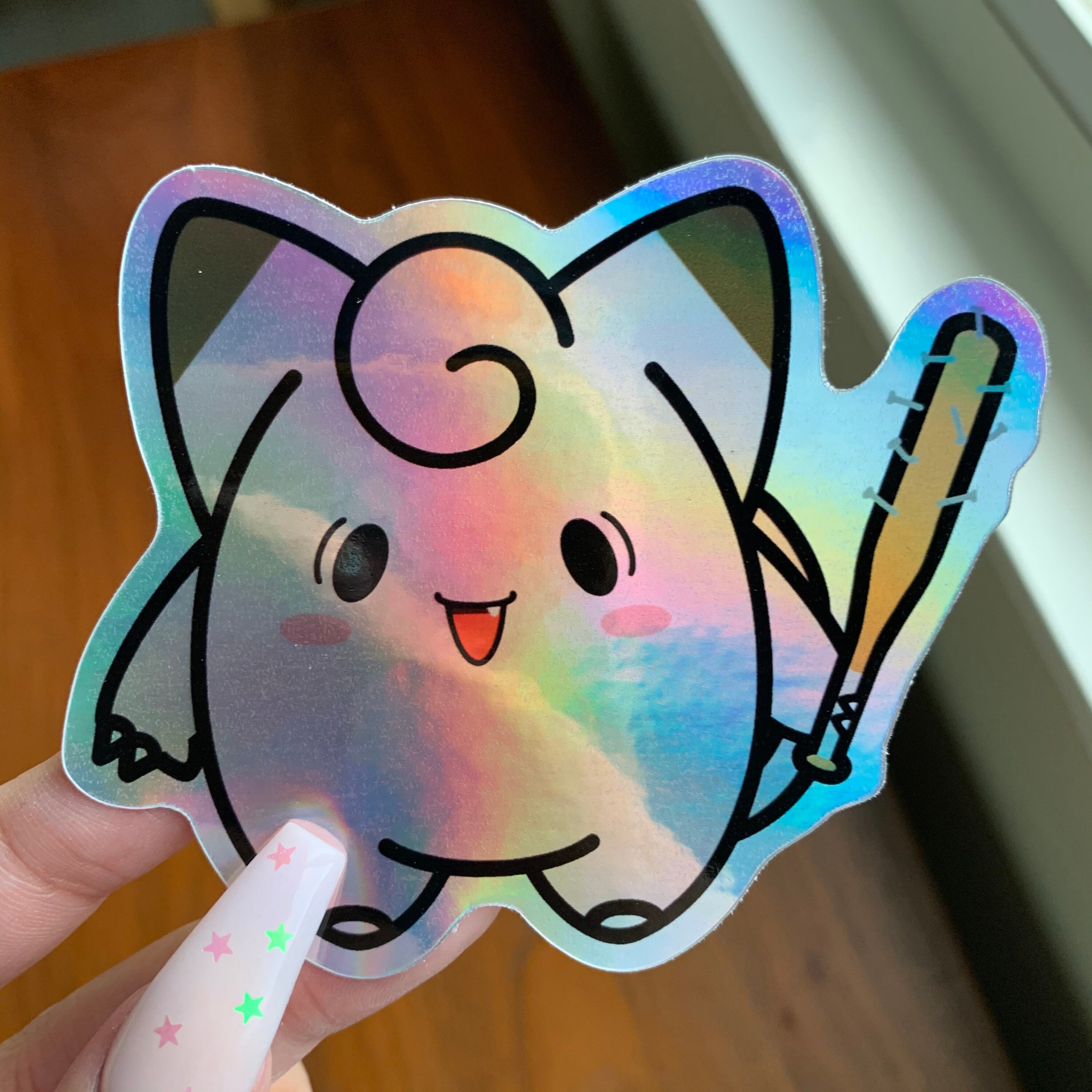 Clefairy Holographic Sparkle Pokemon Vinyl Sticker Stickers Craft ...