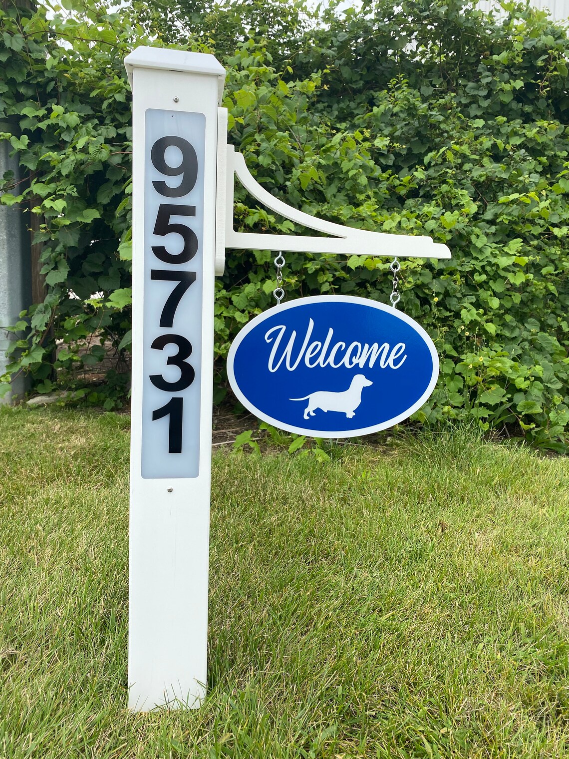 LED Solar Address Post: Lighted House Number Sign With Oval Plaque and ...