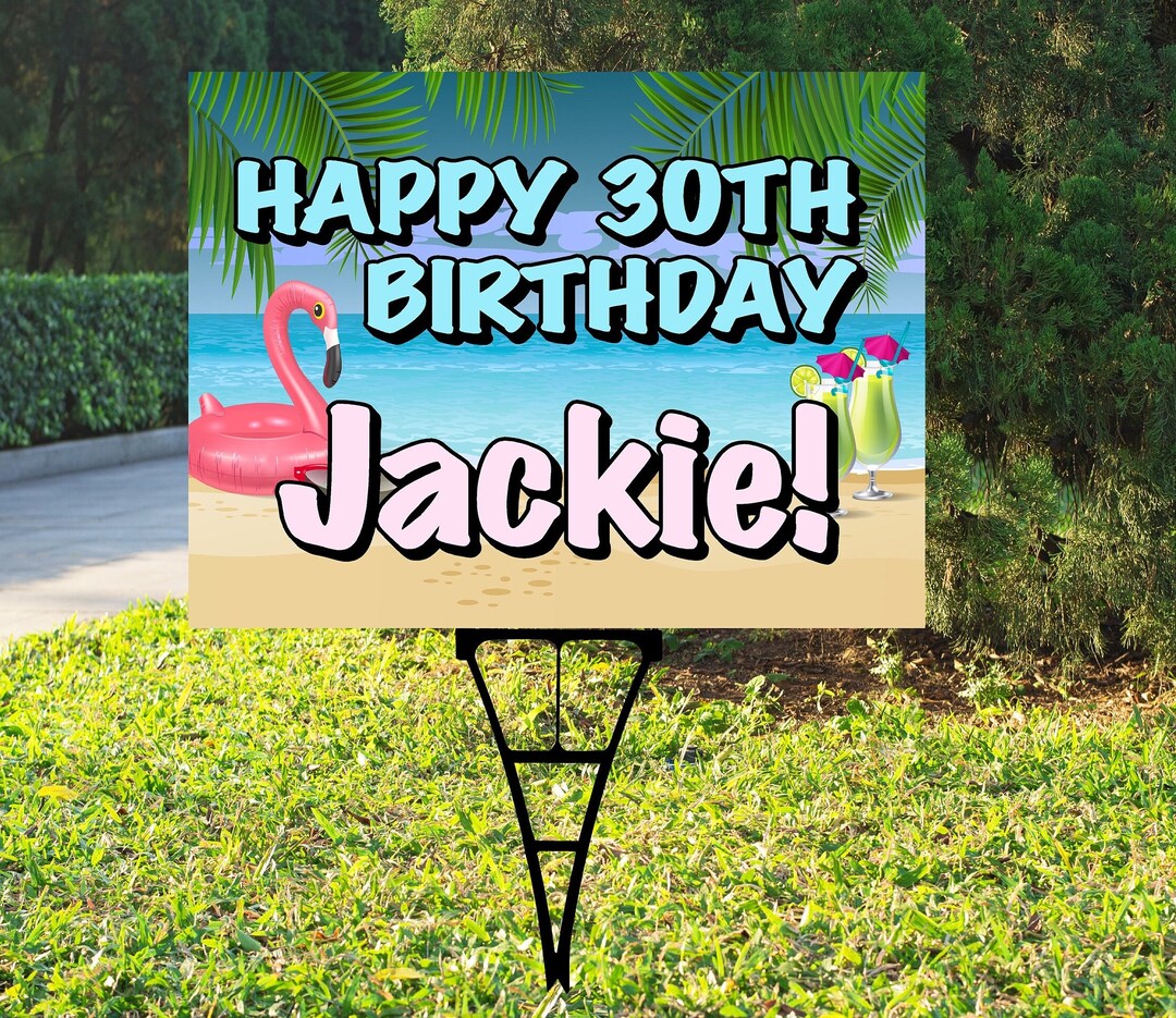 Beach Birthday Yard Sign, Custom Name, Outdoor Lawn Decoration, BYS138 ...
